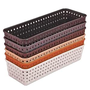 DM [ 6 Pack Plastic Storage Baskets - Small Pantry Organization and ...