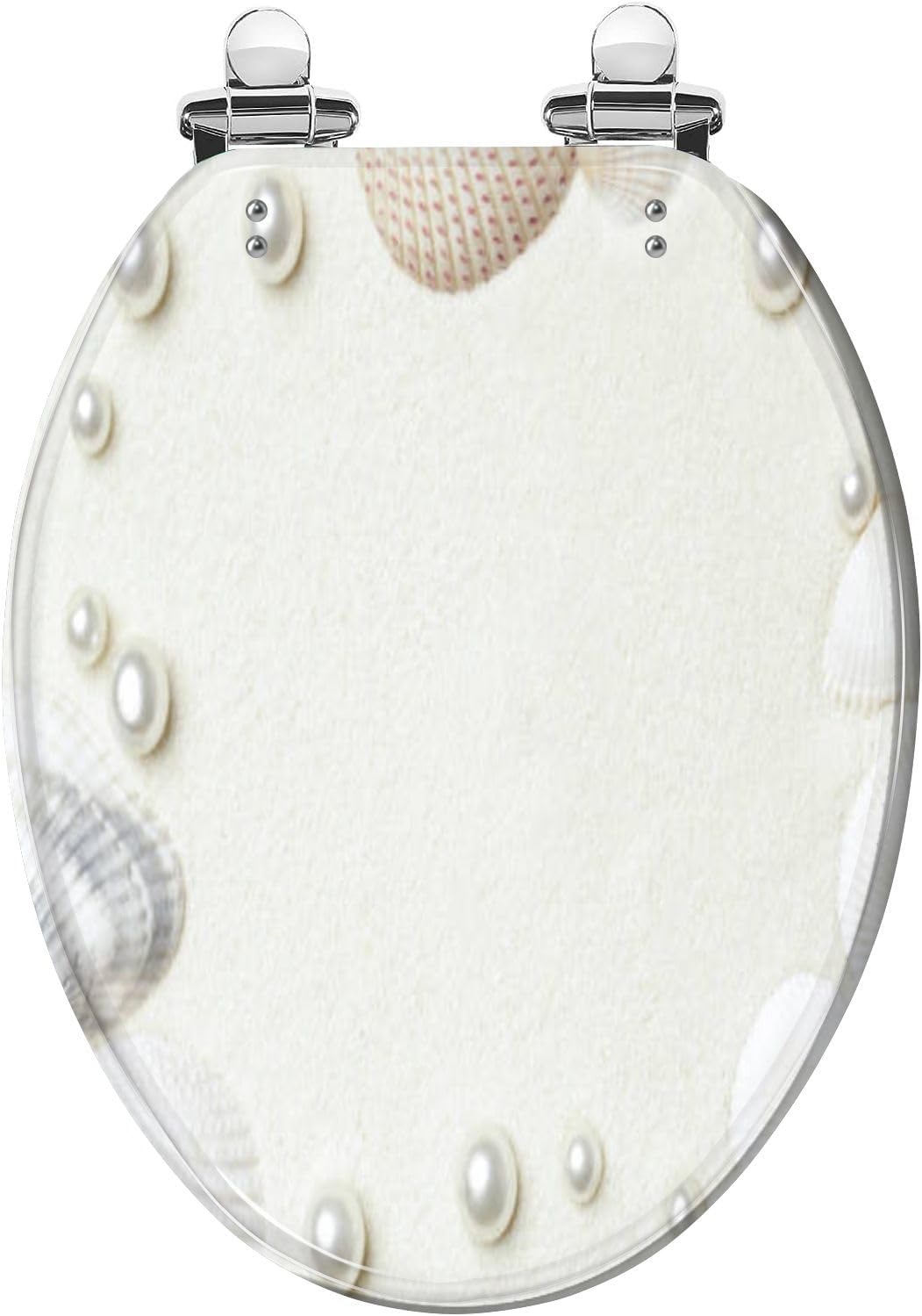 Elongated Toilet Seat White beach sand shells pearls Resin Toilet Seat ...