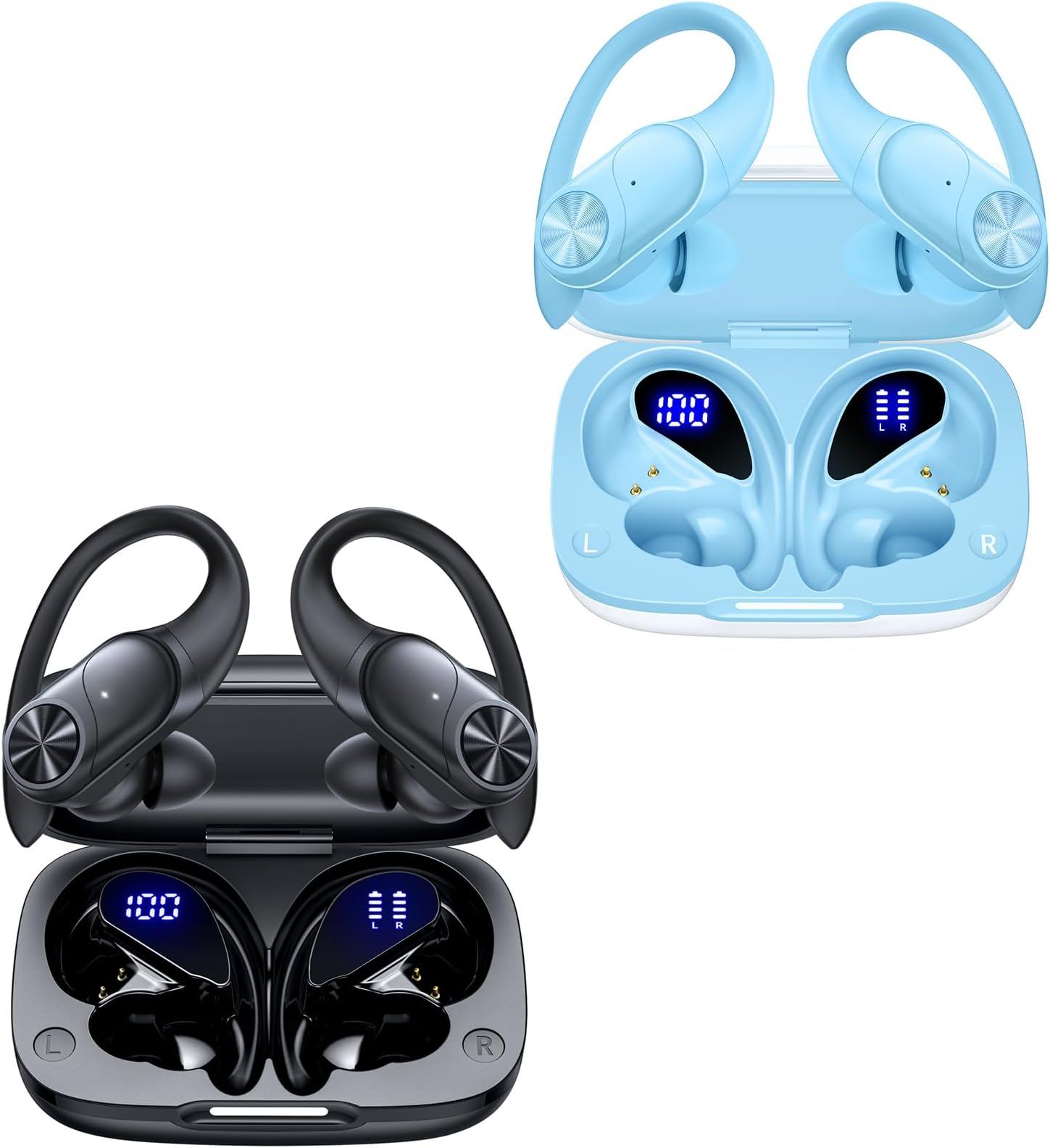 Amazon.com: 2 Sets Bluetooth Headphones Wireless Earbuds 80hrs Playtime ...