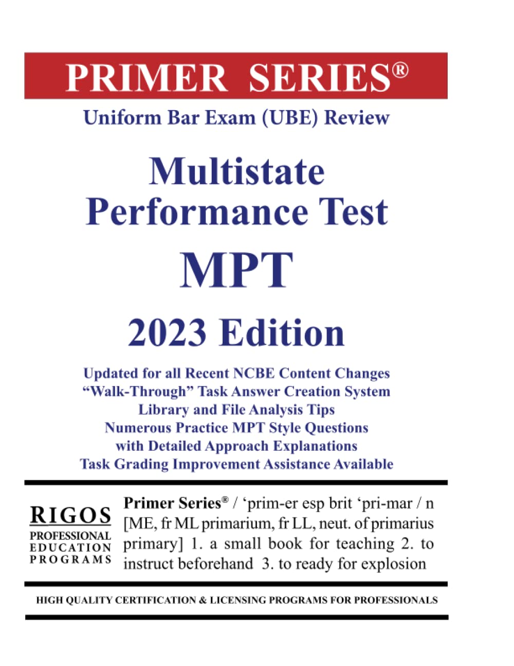 Buy Primer Series Uniform Bar Exam (UBE) Review Multistate Performance ...