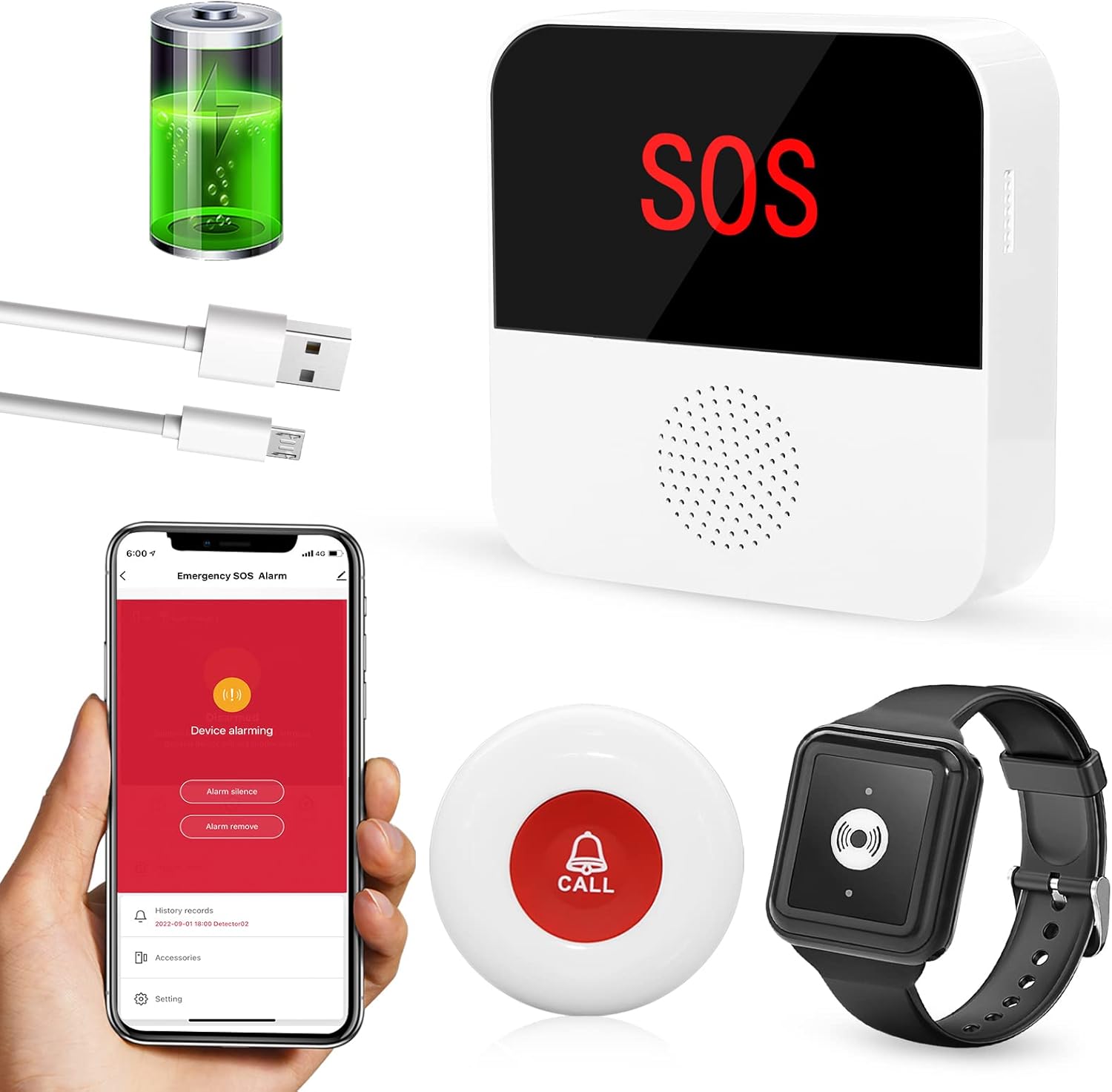 DAYTECH WiFi Smart Caregiver Pager Call Button Alarm System for Seniors ...