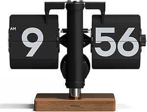 Amazon.com: mooas Classic Modern Wood Mini Flip Desk Clock (Black), Retro Vintage Analog Design ...