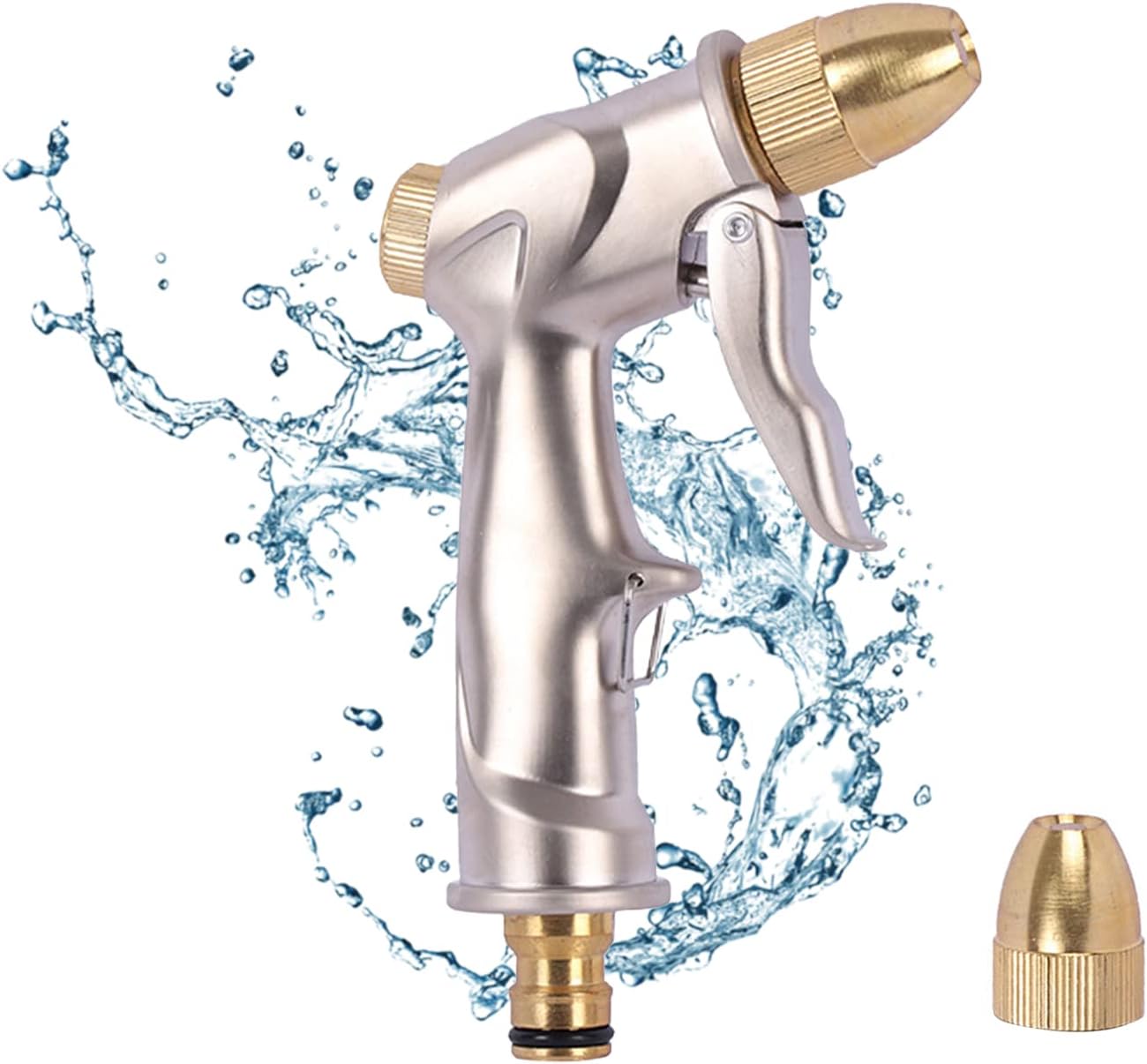 Garden Hose Spray Gun,100% Heavy Duty Metal Water Gun with Full Brass ...