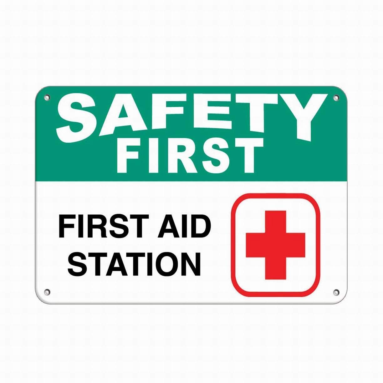 Buy Metal Parking Signs 12x16Inch,Safety First First Aid Station Hazard ...