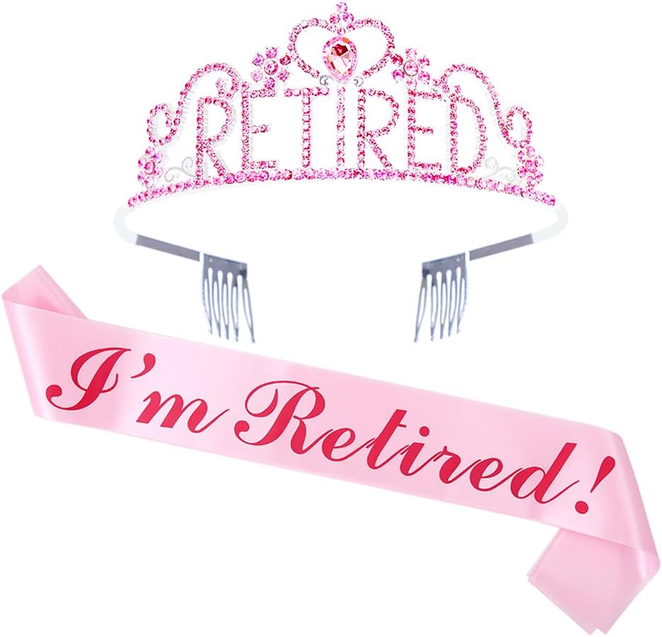 Buy GotGala Retirement Tiara and Sash Set - I'm Retired Pink Stain Sash ...