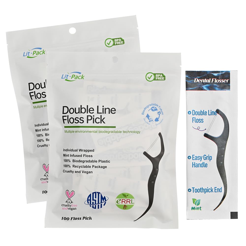 Snapklik.com : Lit-Pack Double Line Dental Floss Picks, 100 Count, Mint ...
