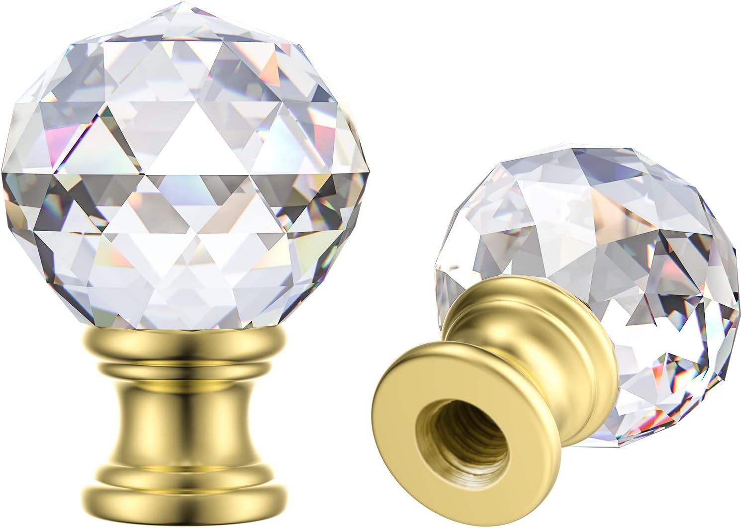 2 Pieces Crystal Lamp Finial Lamp Cap Knob Lamp Screw Topper Clear Lamp ...