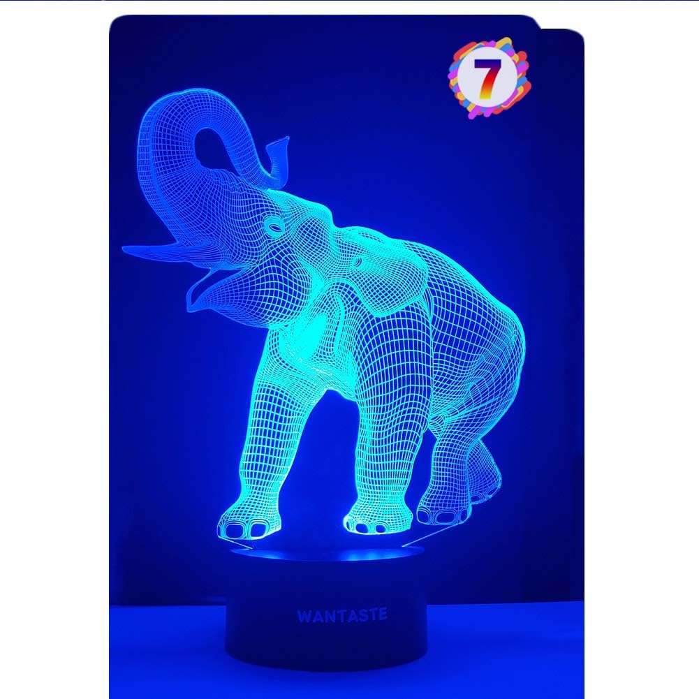 Amazon.com: WANTASTE Elephant 3D Night Light for Boys Girls Room ...