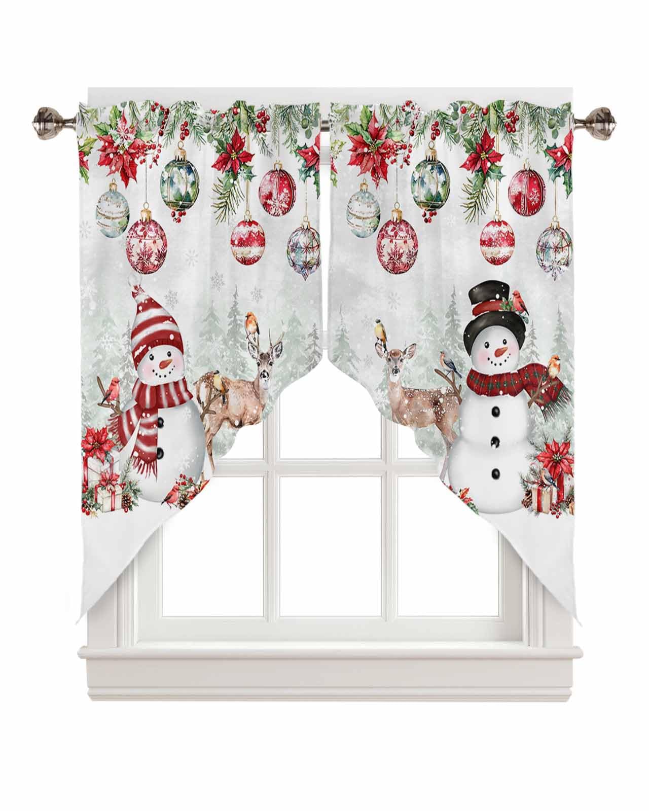 Amazon.com: Christmas Swag Valances for Windows Snowman Swag Kitchen ...
