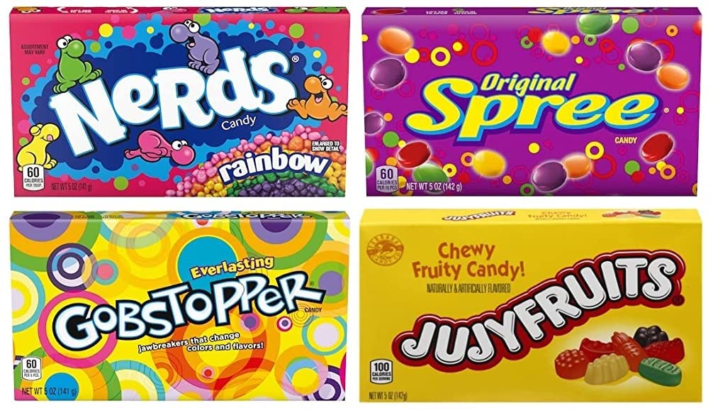 Amazon.com : Candy Movie Theater Box Variety, Rainbow Nerds, Original ...