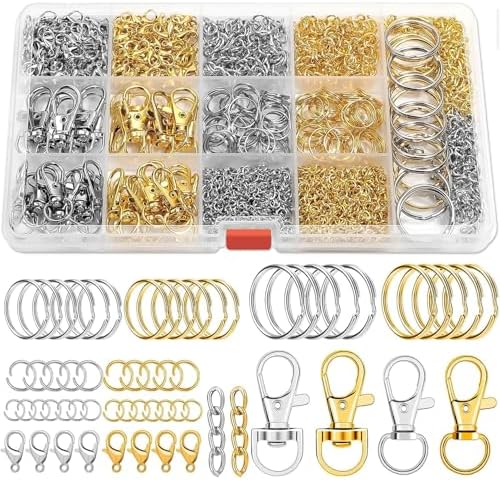 990PCS Keyring Making Kit, Keychain Making Kit with Silver and Gold Key ...