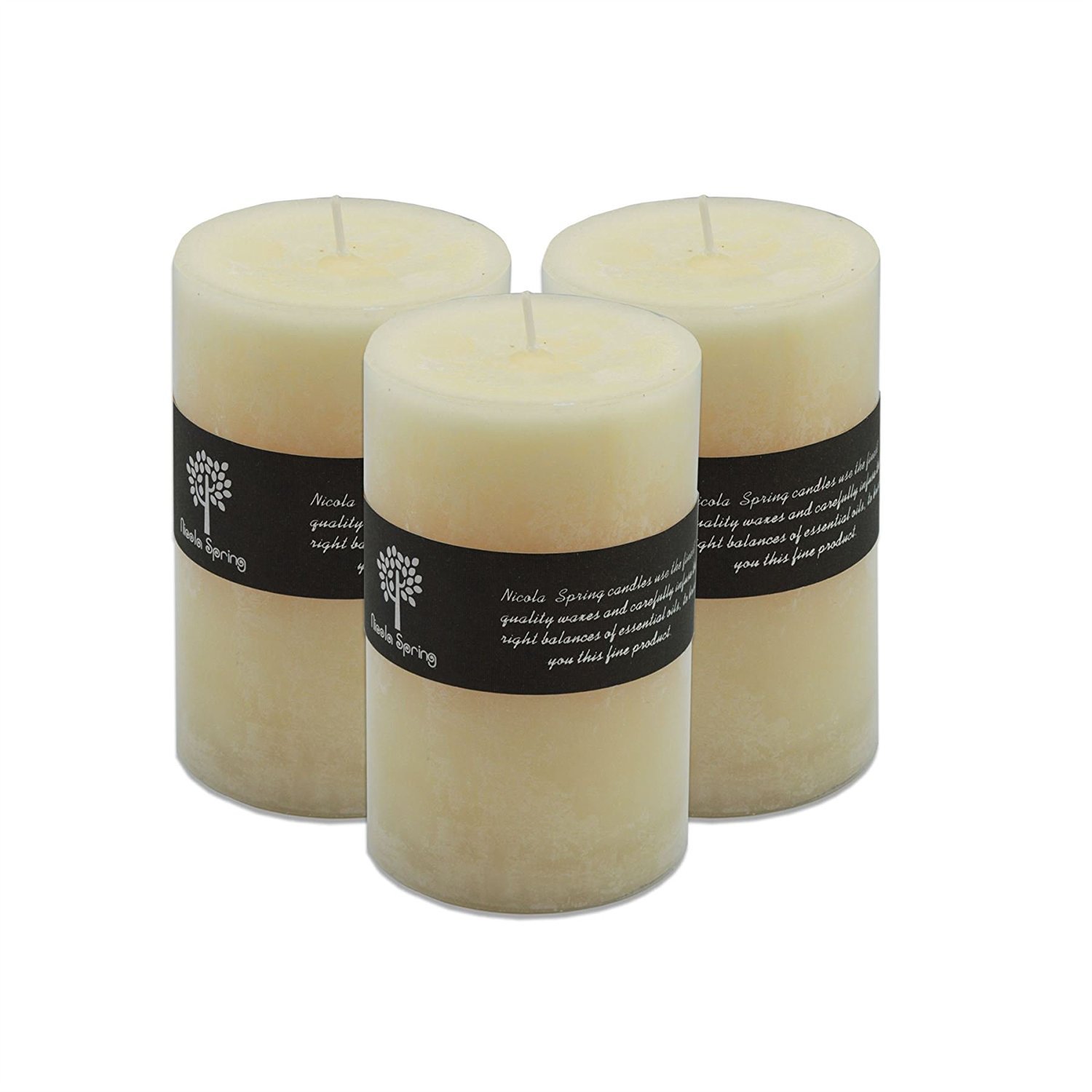 Nicola Spring Vanilla Scented Single Wick Pillar Candle, 110hrs Burning ...