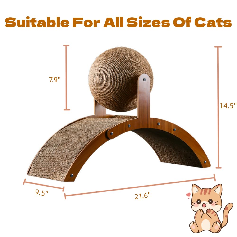 21.6'' Natural Sisal Cat Scratching Board with Ball, Scratching Post ...