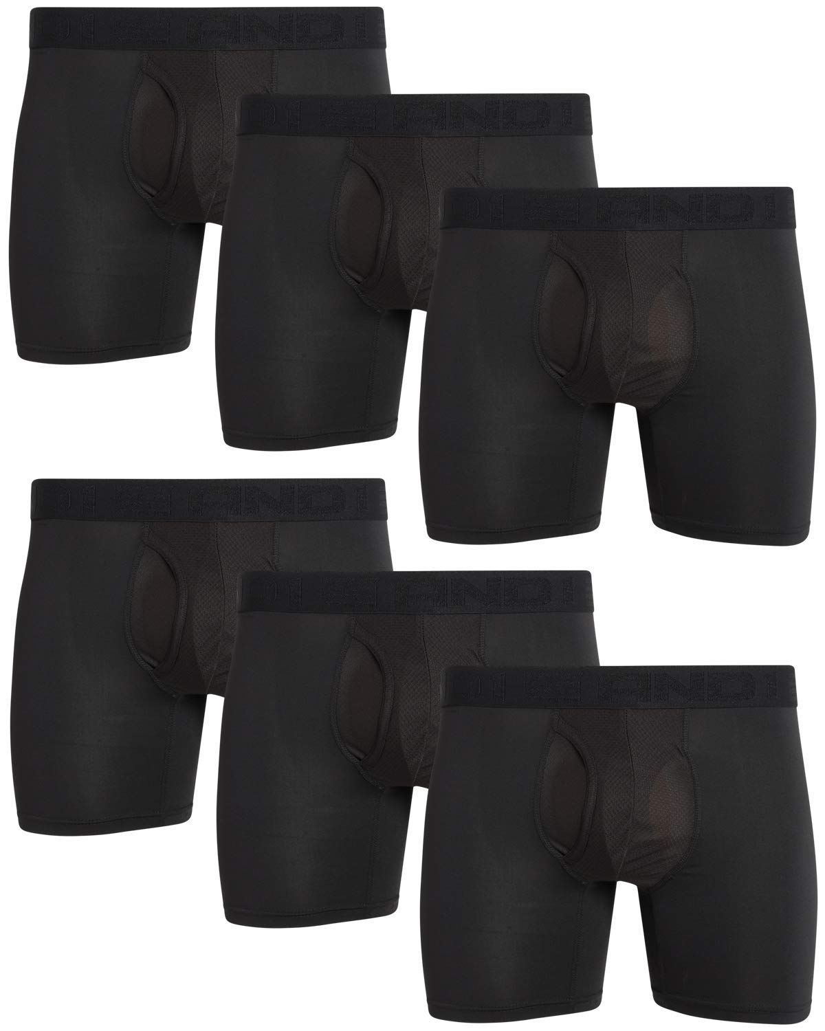 AND1 Mens Boxer Briefs -6 Pack Stretch Compression Underwear with Mesh ...