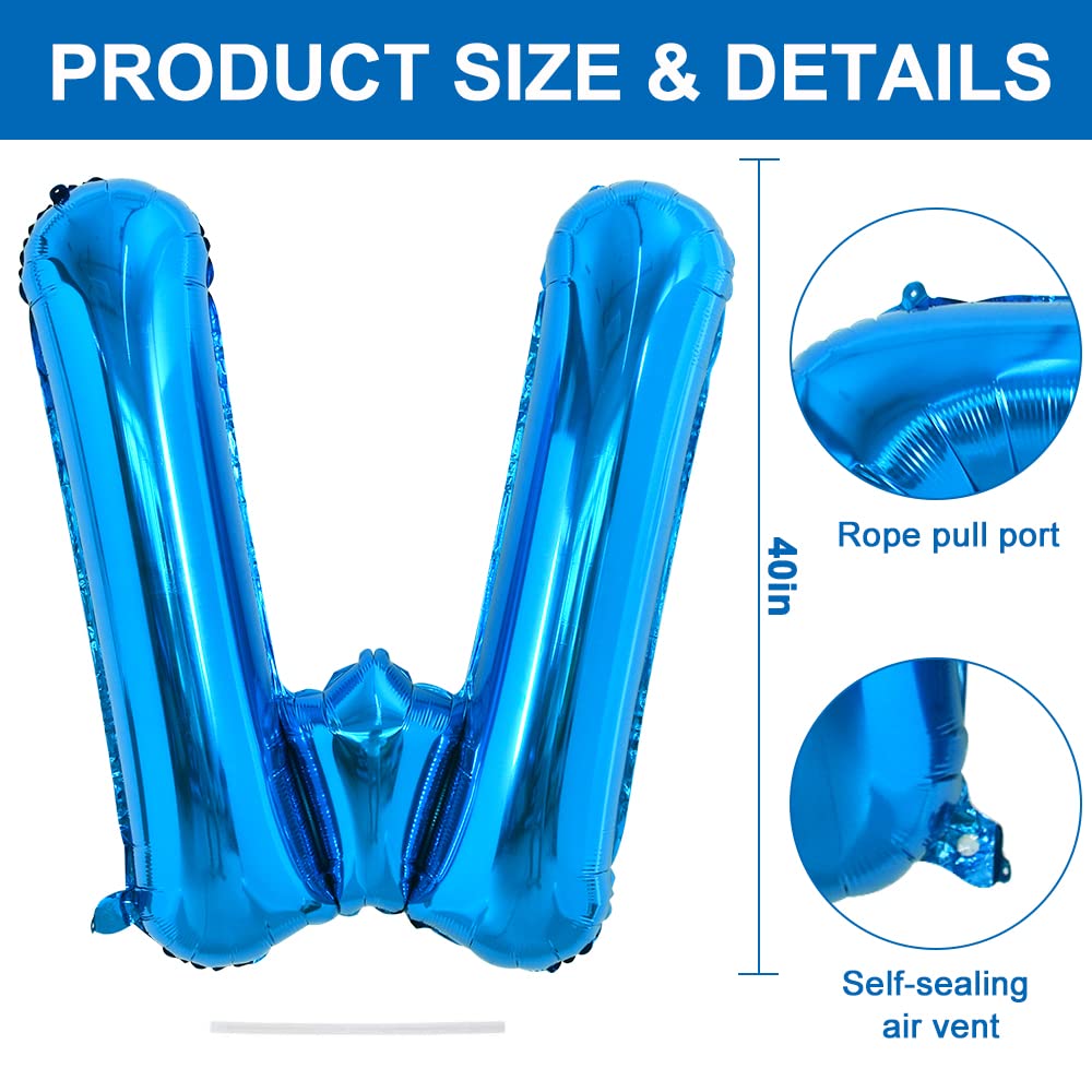 Snapklik.com : TONIFUL 40 Inch Large Blue Letter W Balloon - Giant ...