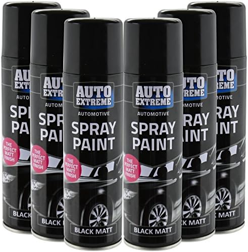 Black Matt Aerosol Spray Cans 250ml Car Auto Extreme Spray Paint (6 ...
