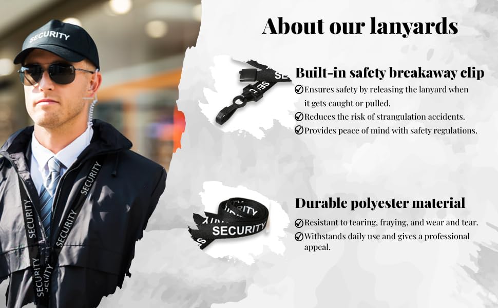 Black Pre-Printed Security Lanyard with Safety Breakaway & Clear Open ...