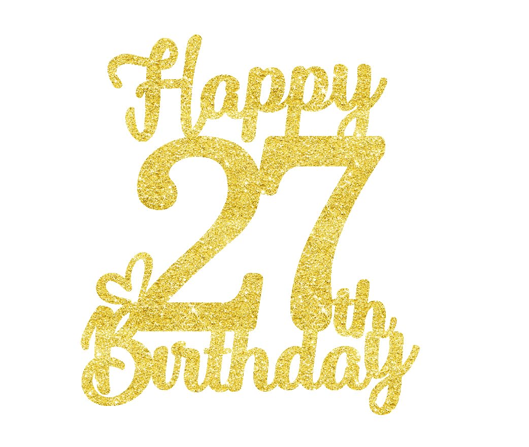 Snapklik.com : 27 Birthday Cake Toppers-Gold Glitter, 27th Cake Topper ...
