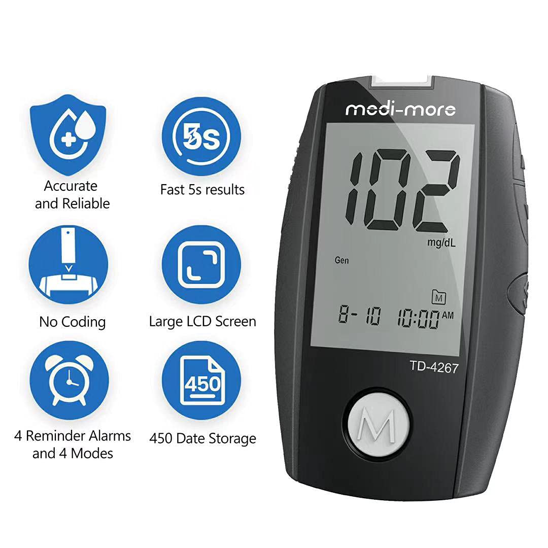 Buy Medi-More Blood Glucose Monitor Diabetes Testing Kit with Meter ...
