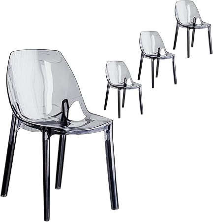 Lot de 4 chaises de salle à manger transparentes, chaise d'habillage en ...