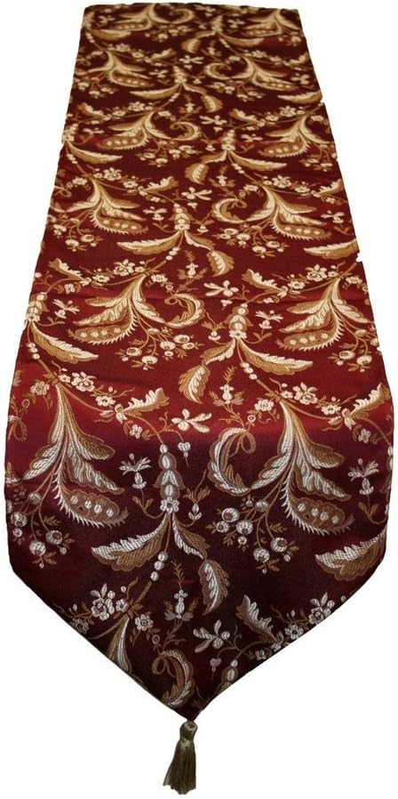 Amazon.com: Luxury Damask 13" X 90" Burgundy Table Runner : Home & Kitchen