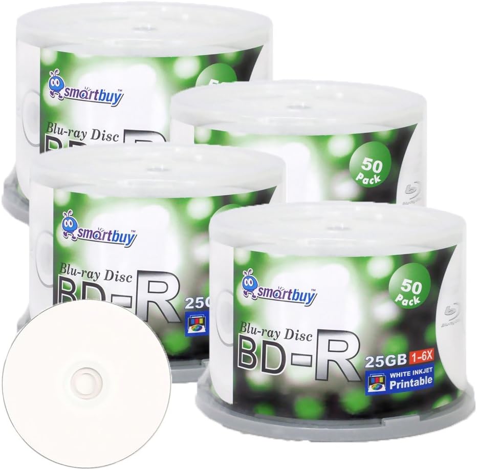 Amazon.com: Smartbuy 200-disc 25gb 6X Bd-r BDR Blu-ray Single Layer ...