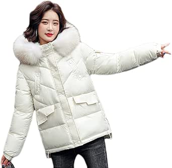 Amazon | QPQPQ ダウンコート ショート丈 冬用レディース ダウンジャケット 中綿 アウター 暖かい 防風防寒 ファー付フード ...