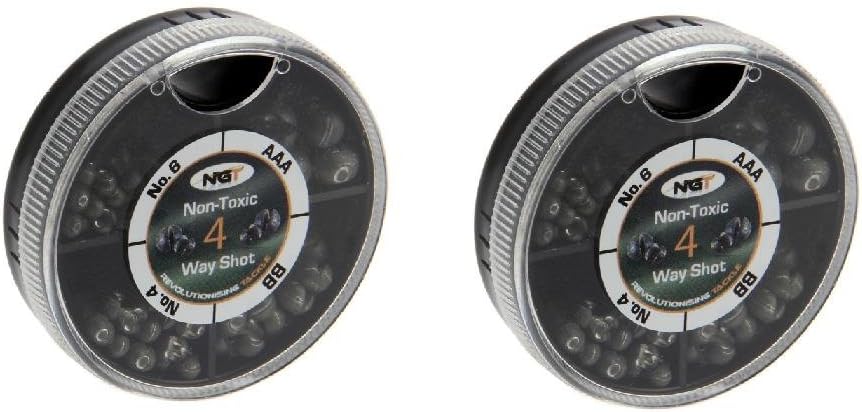 NGT 6 Way Dispenser - Non Toxic Fishing Split Shot - AAA, BB, 1,4,6,8 ...