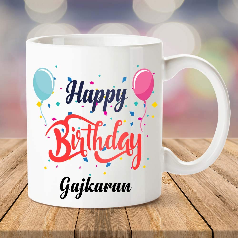 Buy IBGift Happy Birthday Gajkaran Coffee Name Mug, 350 ml, White Mug ...