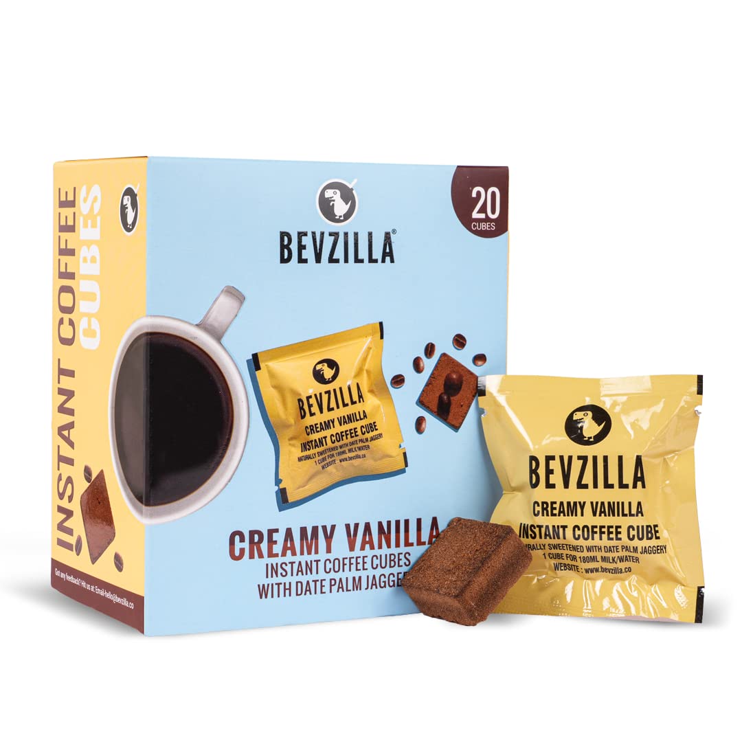 Bevzilla 20 Creamy Vanilla Flavor Instant Coffee Cubes | Made with Date ...