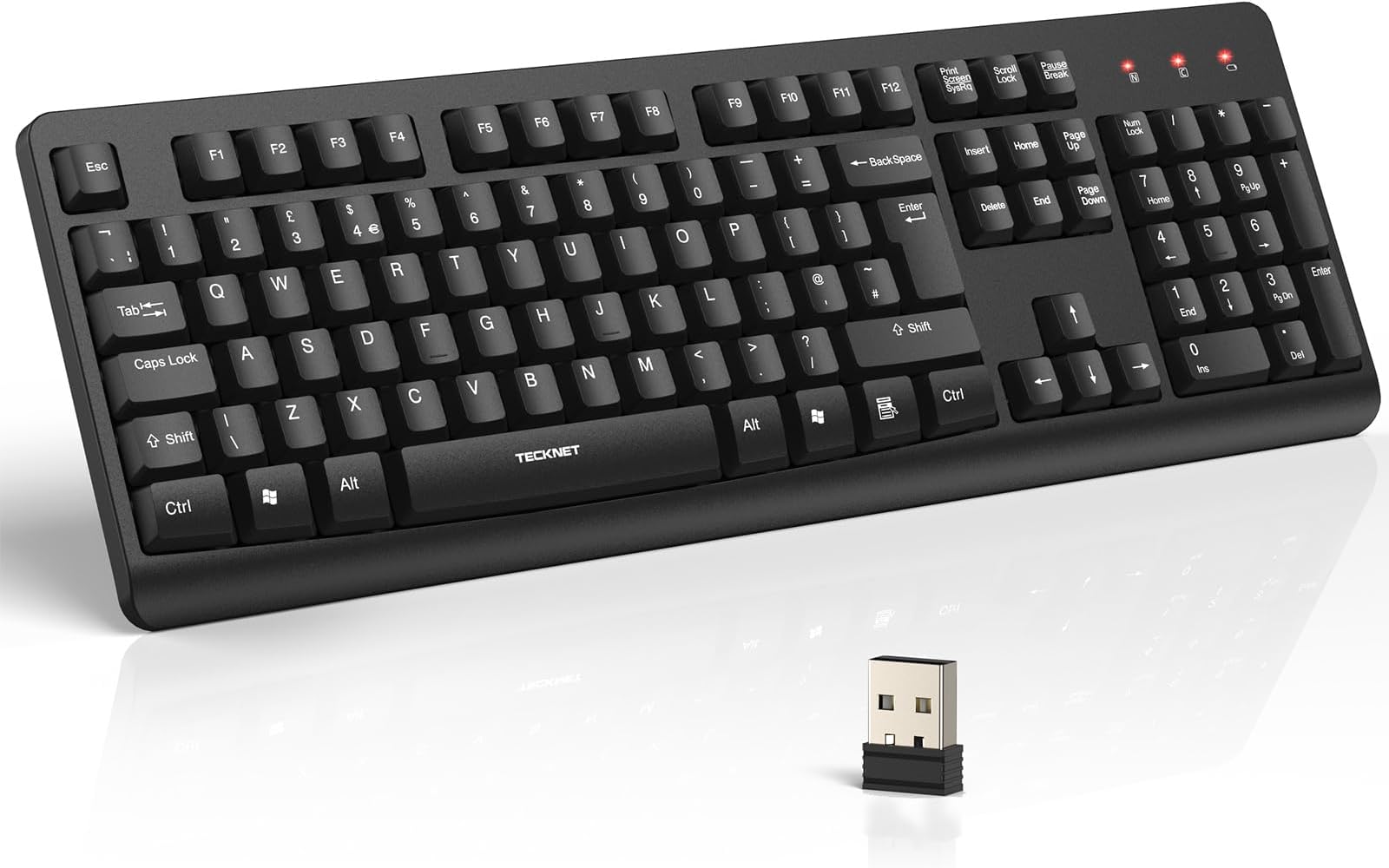 TECKNET 2.4G Wireless Keyboard For Windows/Chrome OS, UK Layout Compact ...