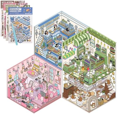 CQSVUJ 4 Sets DIY 3D House Stickers, Fun DIY Stickers Scene Make Your ...