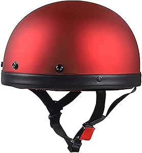 F&FSH Retro Motorcycle Half Shell Helmet, Red Vintage Open Face Helmet ...