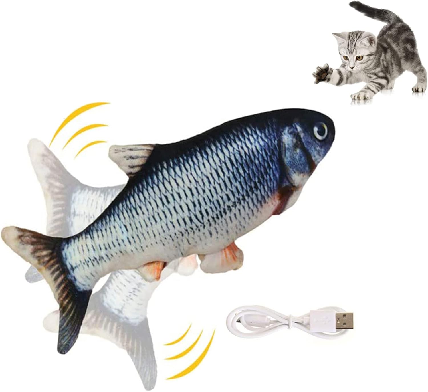 JIEYUCHU Interactive Fish Toys for Cats, Lifelike Electric Movable Fish ...