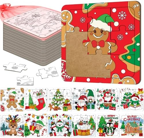 Amazon.com: Blosssound 24 Pcs Christmas Puzzles 4 x 4 Inch Xmas ...