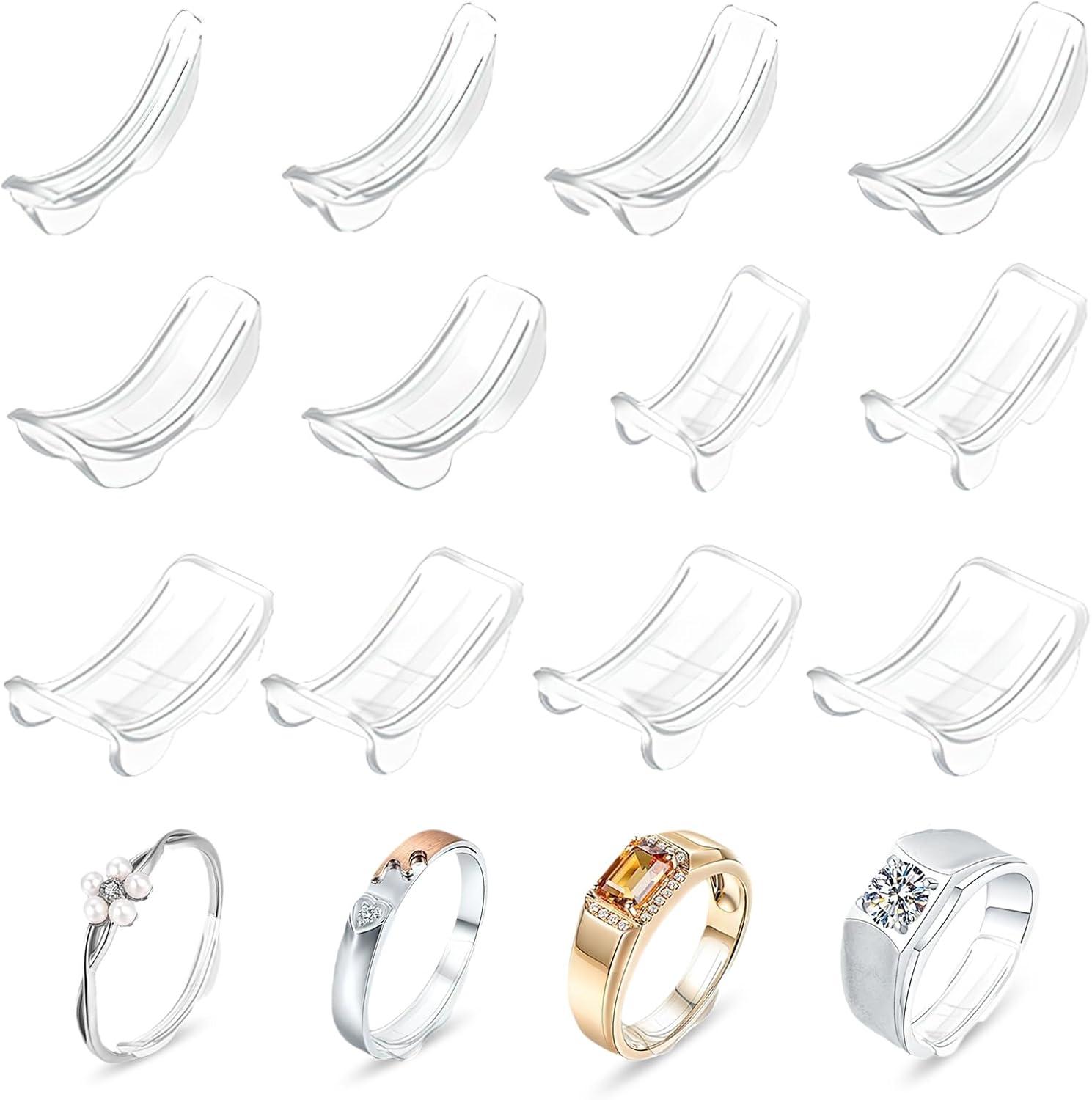 Ring Resizer, 12 Pcs Ring Size Adjuster, Invisible Ring Adjuster for ...