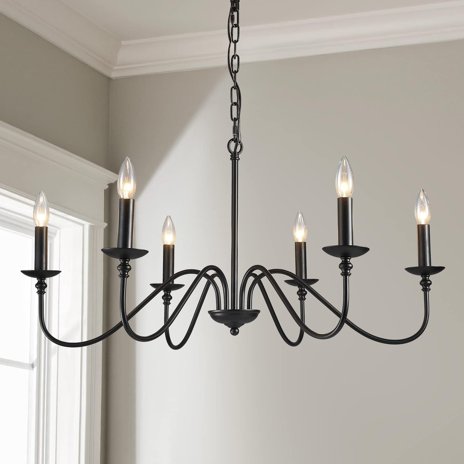 Saint Mossi Antique Painted Black Chandelier Lighting,6 Lights,Rustic ...