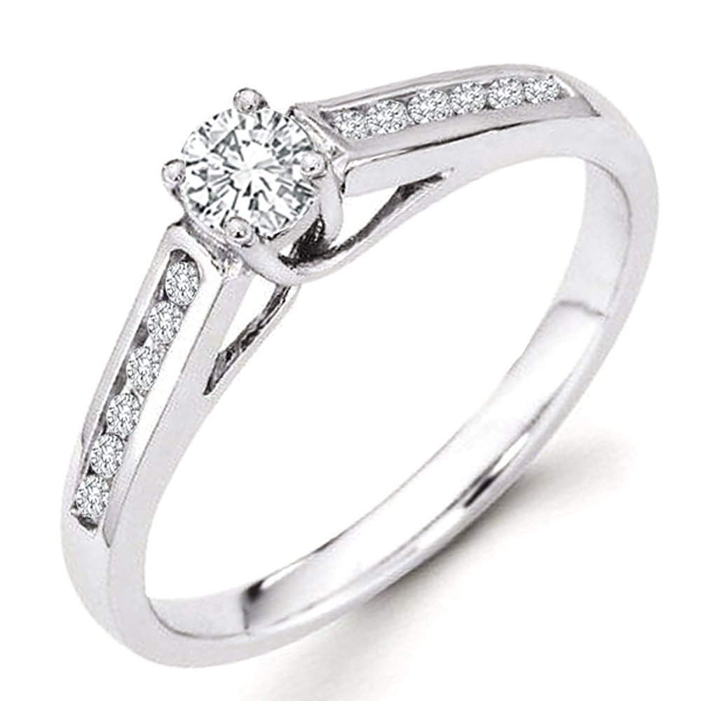 0.67 Carat (ctw) 14k White Gold Round Diamond Channel Set Ladies ...