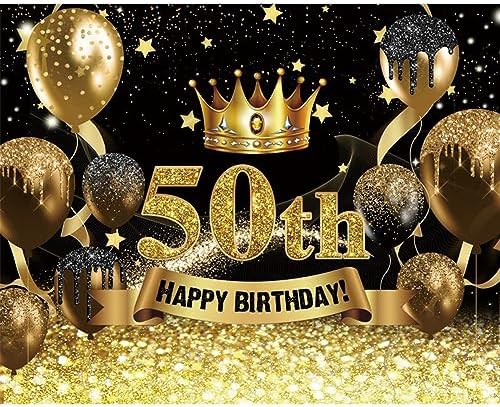 Amazon.com : Caaerttply 50th Happy Birthday Backdrop for Photography ...