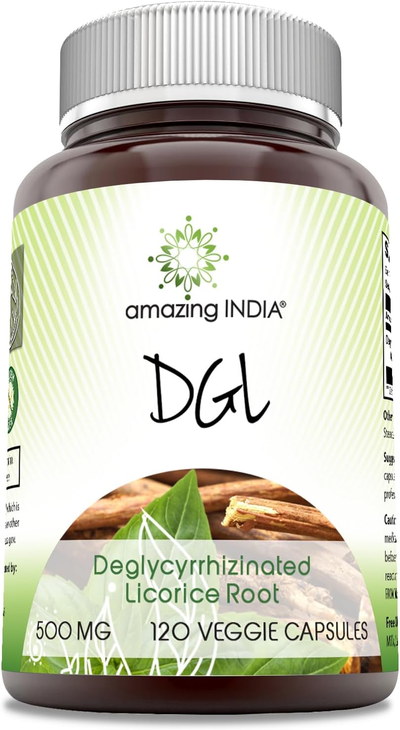 Amazon.com: Amazing India DGL 500 mg 120 Veggie Capsules Supplement ...