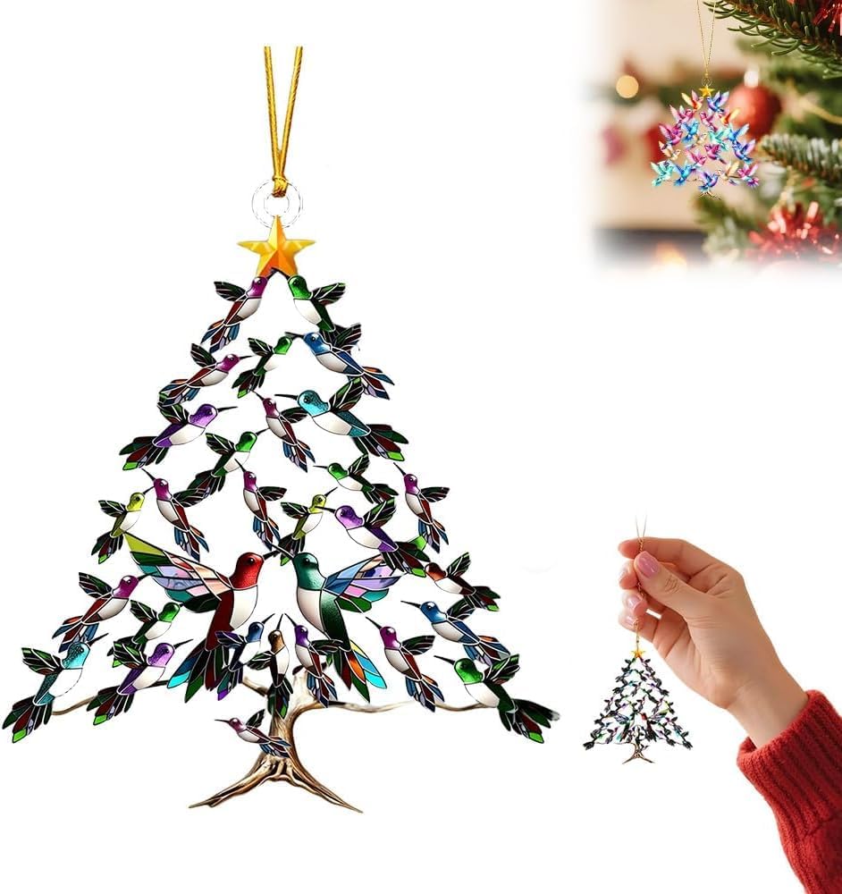 Amazon.com: Hummingbird Christmas 2D Acrylic Ornament, 2026 New Stacked ...