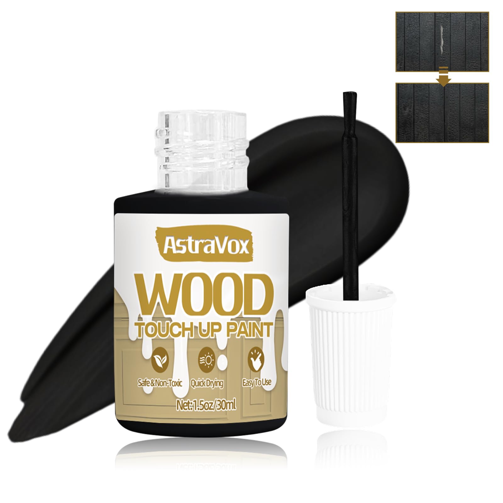 Amazon.com: AstraVox Wood Touch Up Paint, 1.5 Oz Black Paint for Wood ...