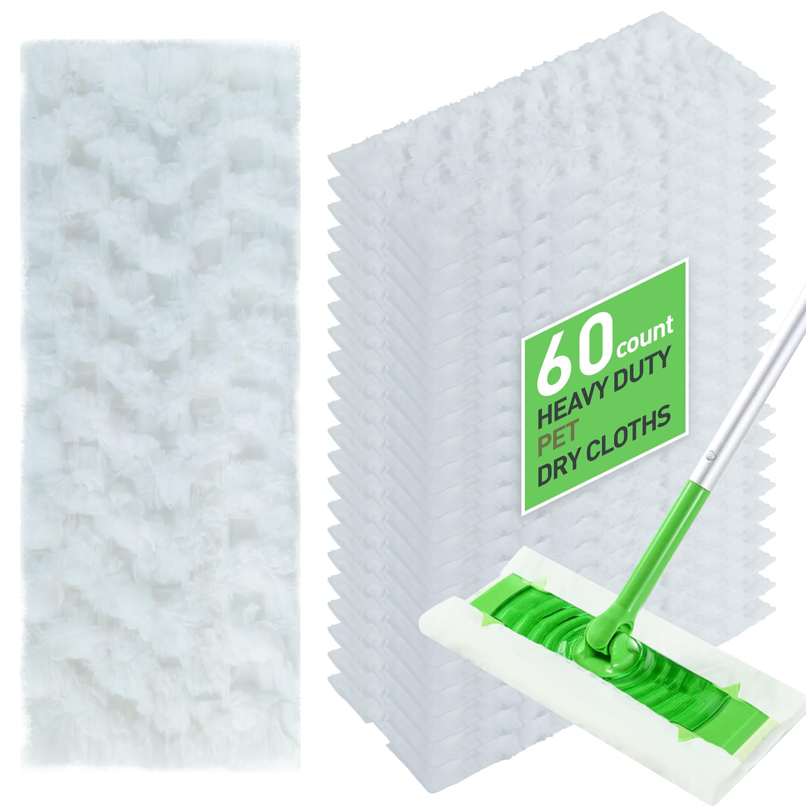 60 Count Dry Sweeping Cloths for Swiffer Sweeper Heavy Duty Dry Cloth ...