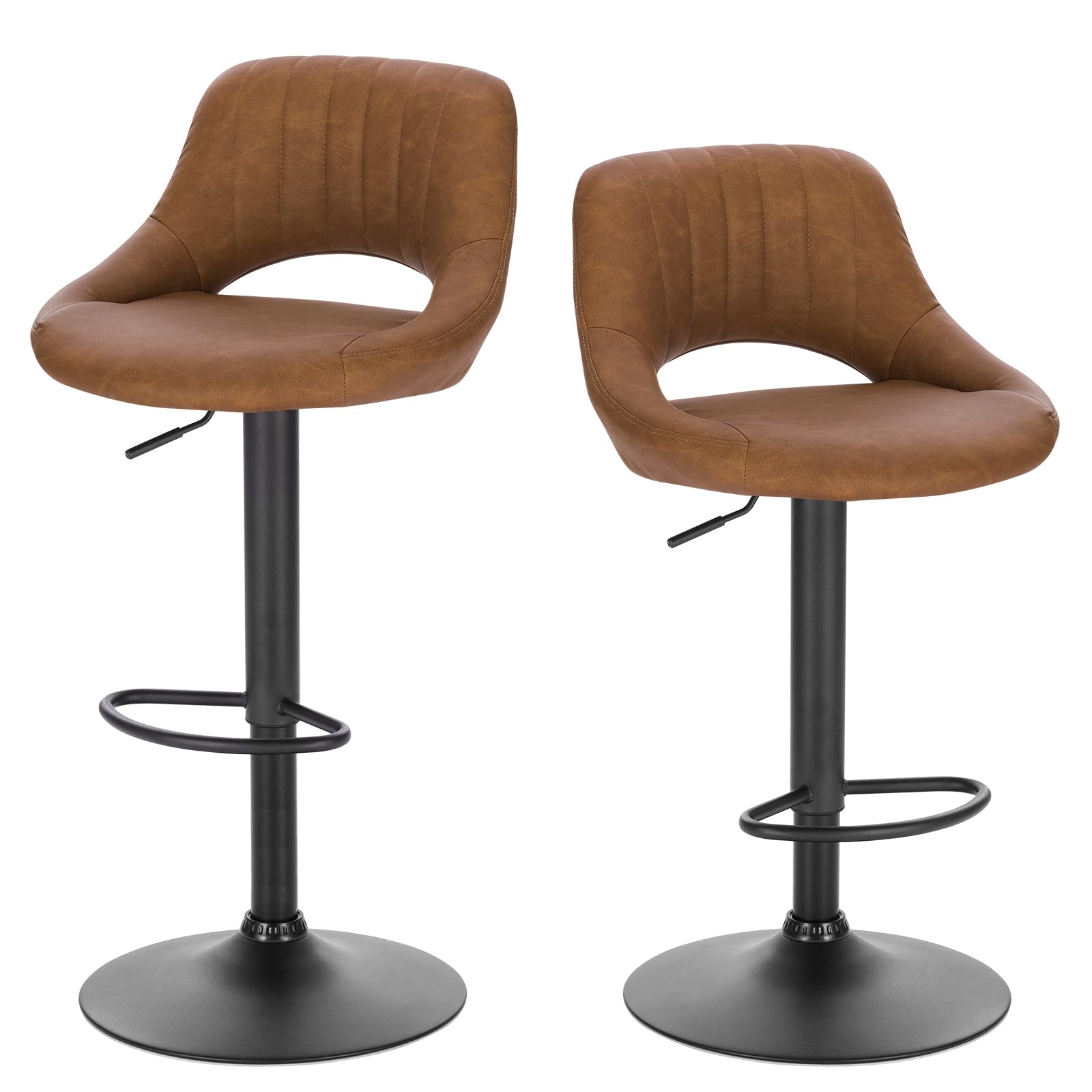 Lestarain Bar Stools Set of 2 Adjustable & Swivel Breakfast Kitchen ...