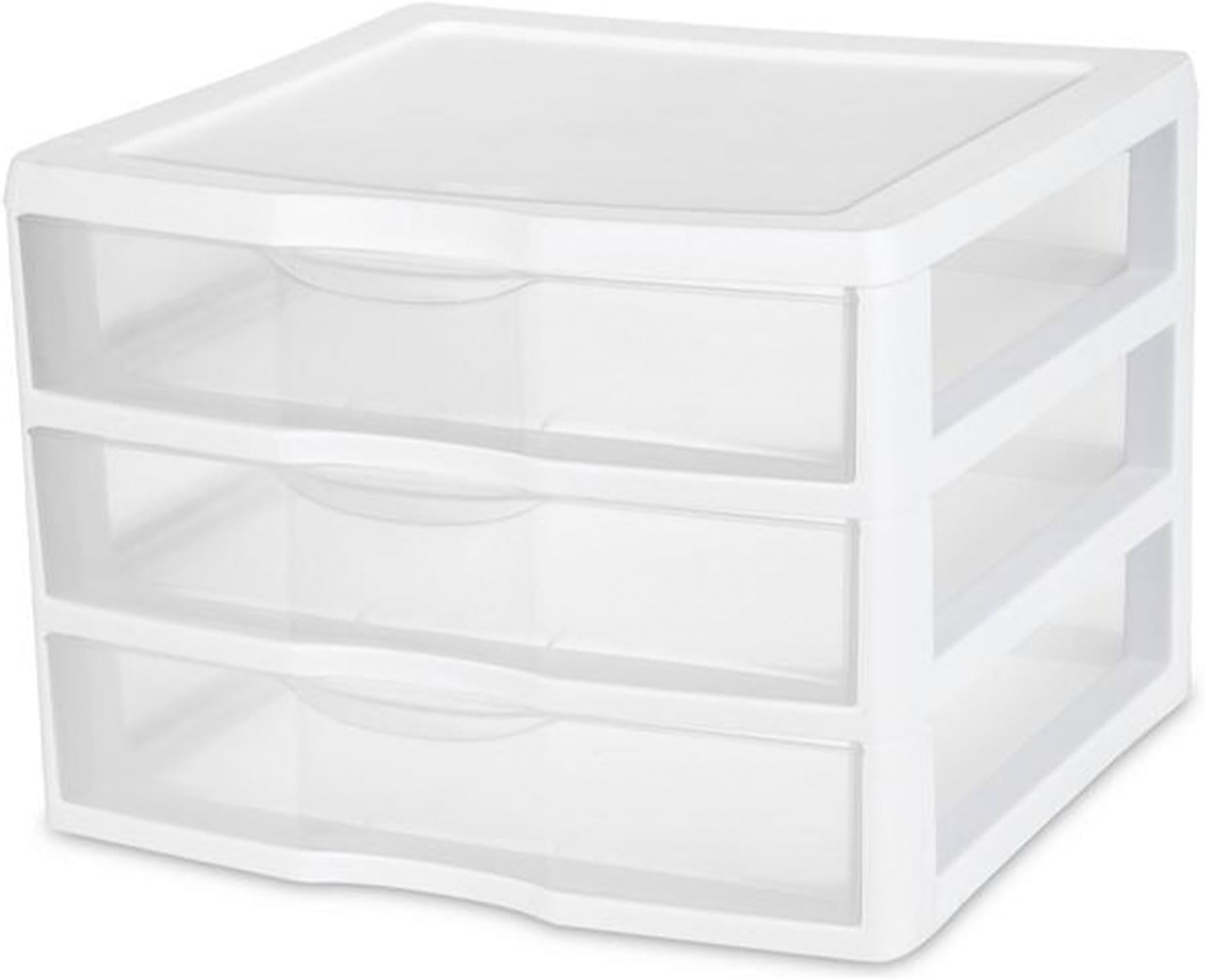 Amazon.com: Sterilite 3-Drawer Organizer - ClearView Wide 2093 (White ...