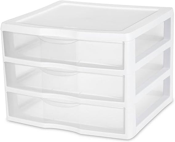 Amazon.com: Sterilite 3-Drawer Organizer - ClearView Wide 2093 (White ...
