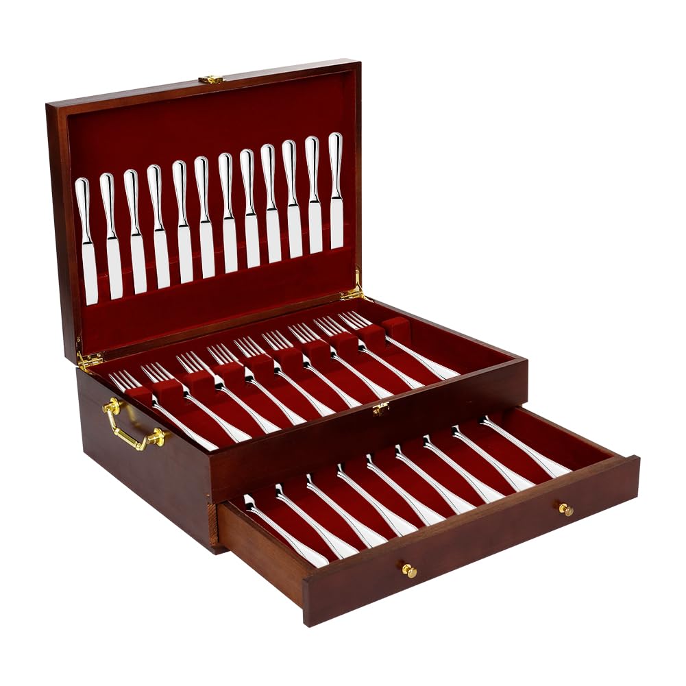 Amazon.com - Tifflake Wooden Silverware Storage Box with Pull Out ...