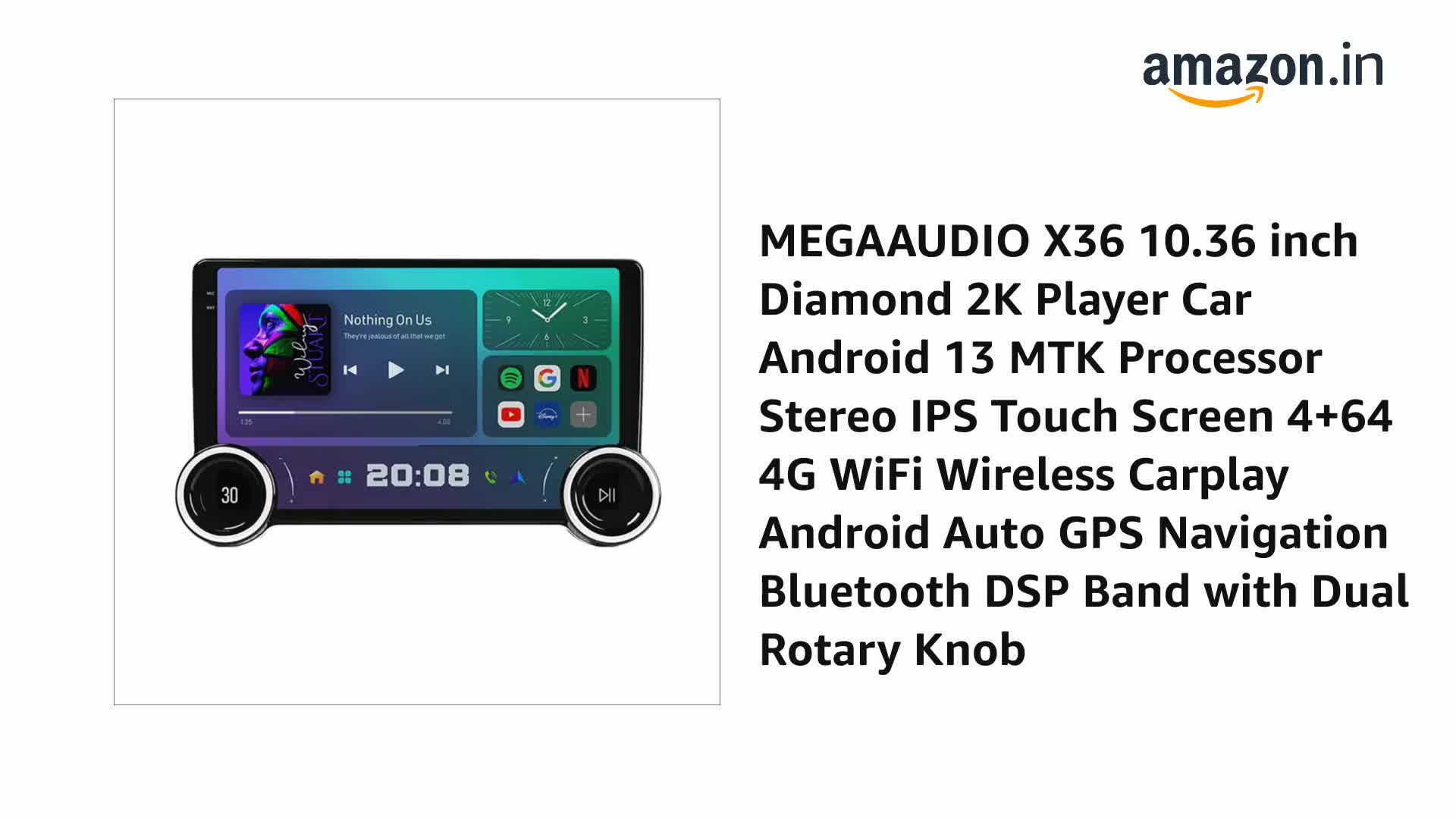 Watch MEGAAUDIO X36 10.36 inch Diamond 2K Player Car Android 13 MTK ...