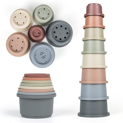 Amazon.com: Stacking Cups Toy for Baby 6-12 Months, 8PCS Nesting Set ...
