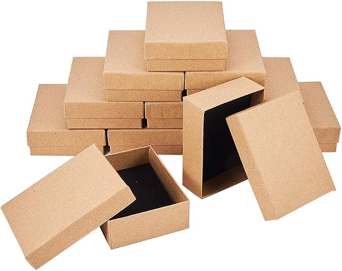 NBEADS 12 Pcs Cardboard Jewelry Set Box, for Ring, Necklace, Rectangle ...